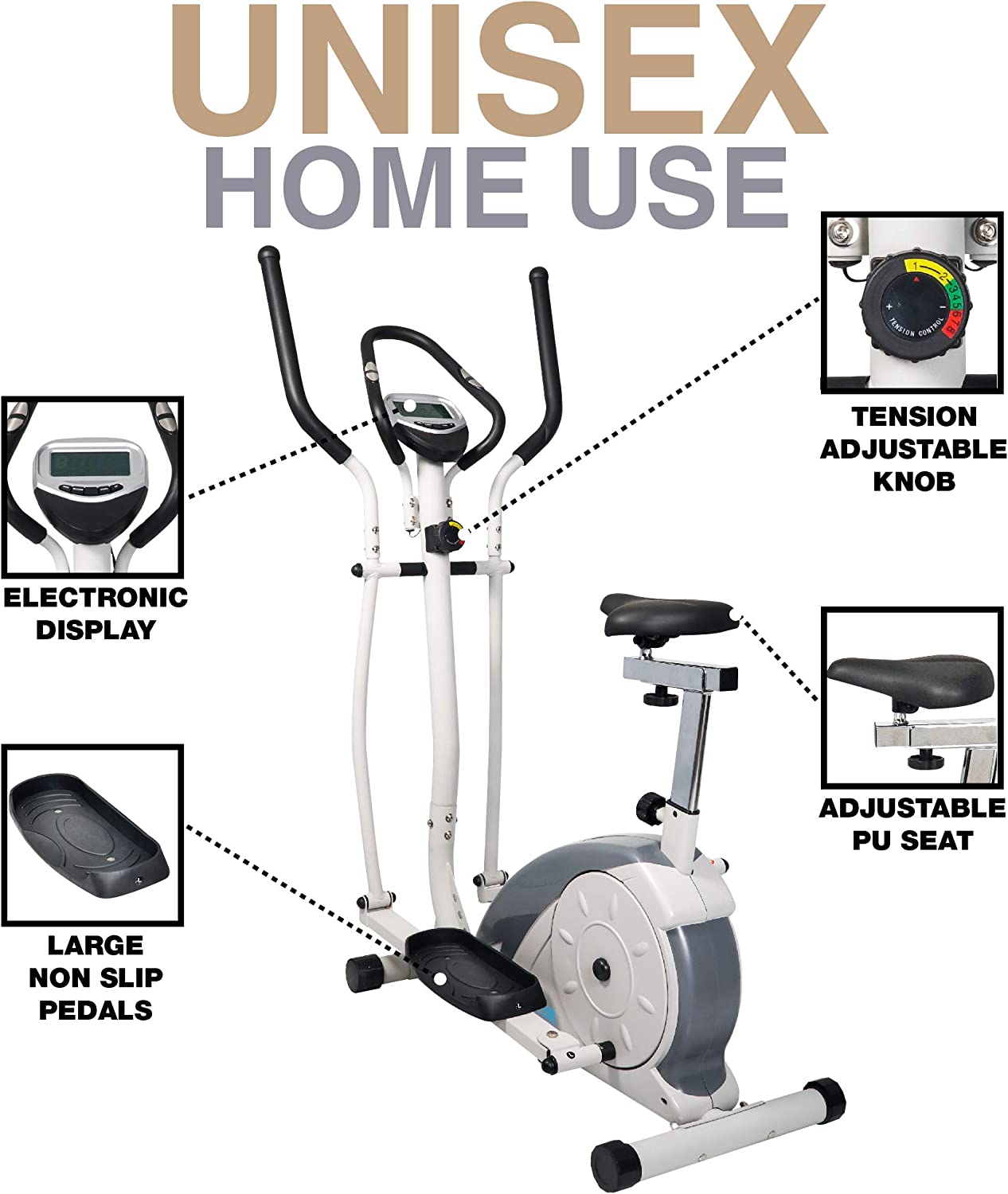 Magnetic Elliptical Cross Trainer Sky Land Em-1202 - White
