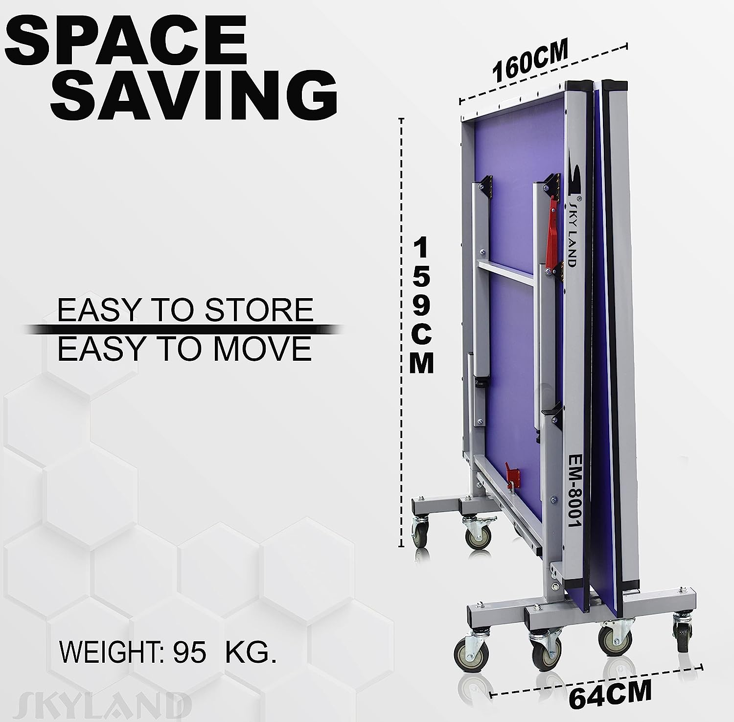 Em-8001 Single Folding Movable Tennis Table, ping pong Table Blue SKY ...