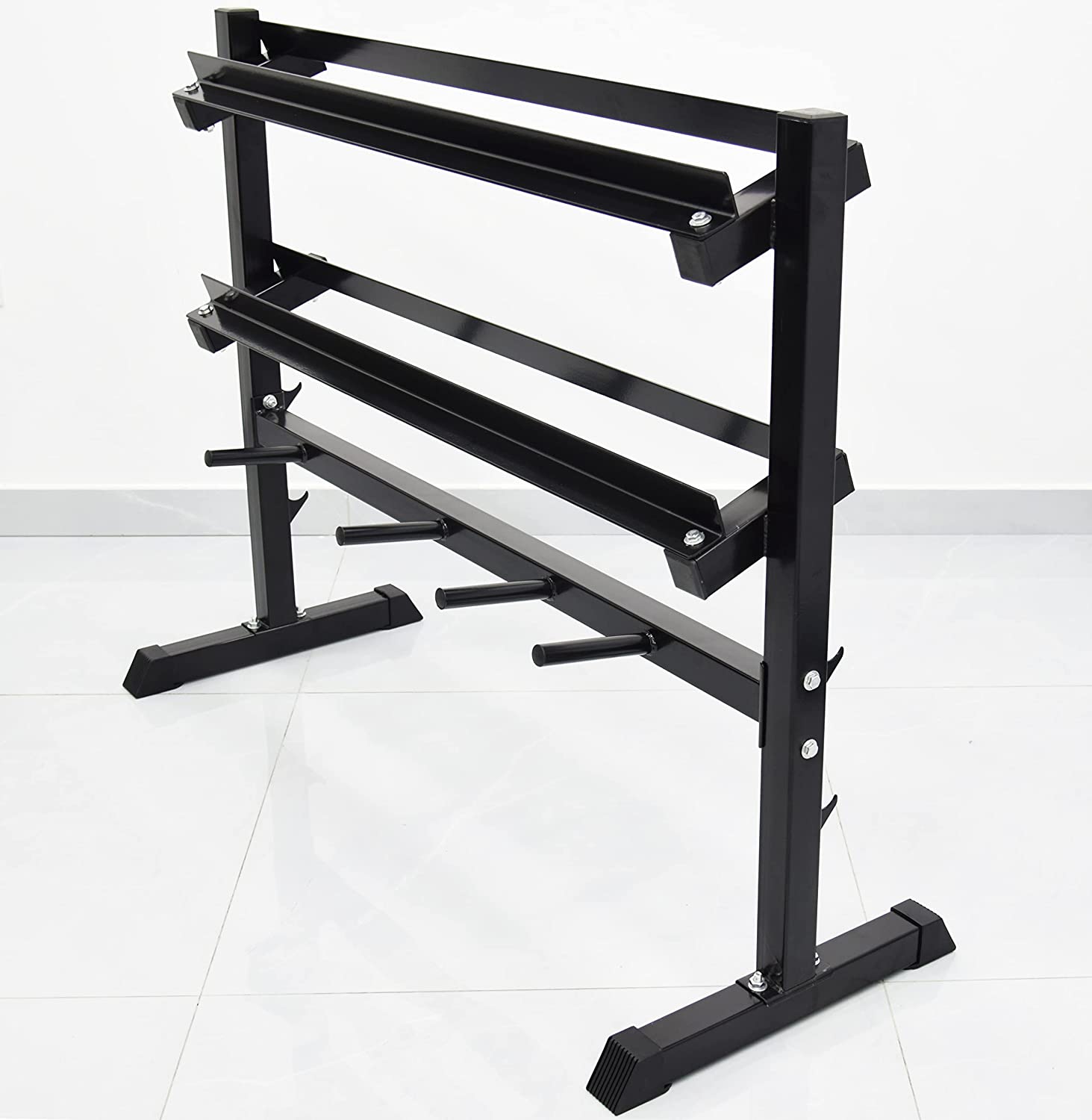 Multiple Weights Storage Rack for Dumbbells, Barbells, Plates