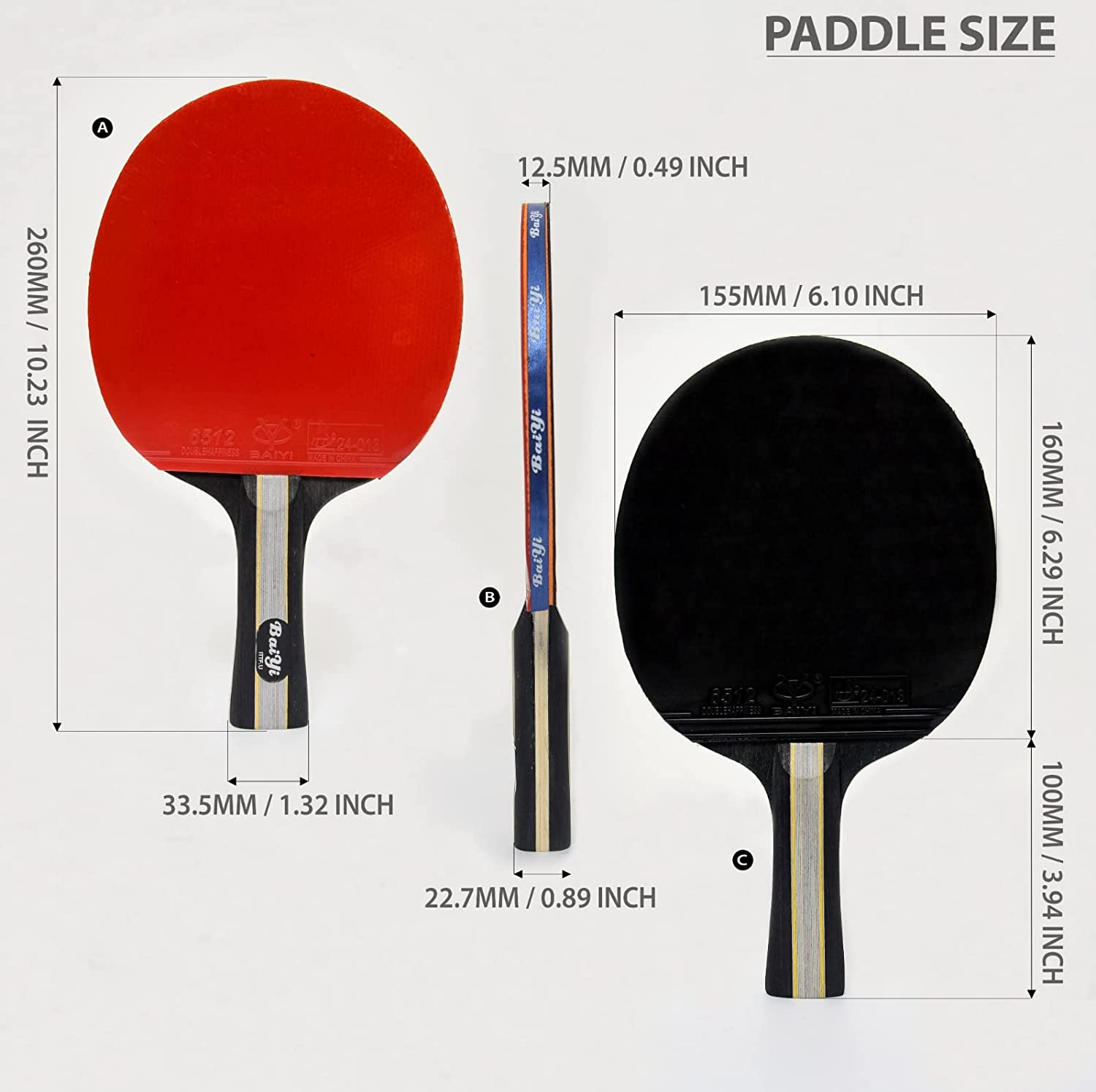 SKY LAND Sports Table Tennis Racket Set 2.0 | 2 Ping Pong Rackets, 3 ...
