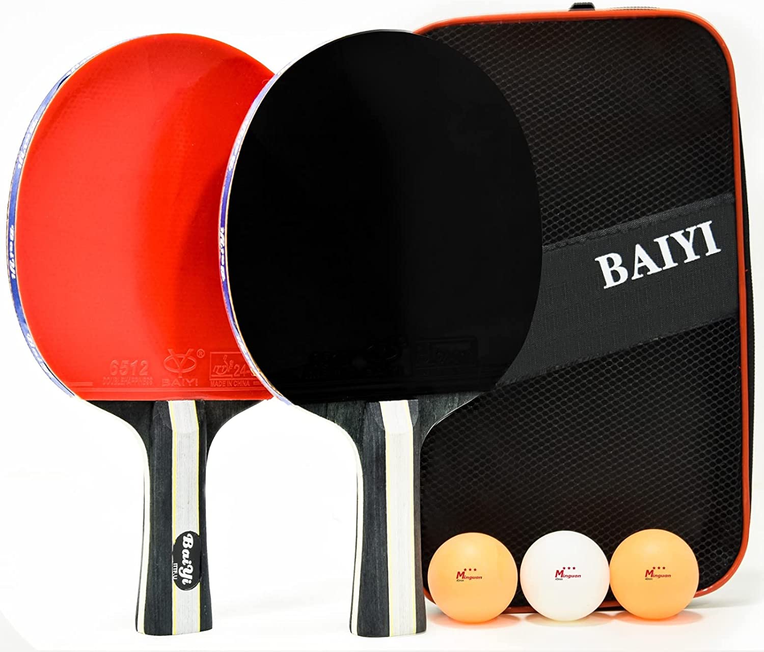 SKY LAND Sports Table Tennis Racket Set 2.0 | 2 Ping Pong Rackets, 3 balls & Case, Professional ...