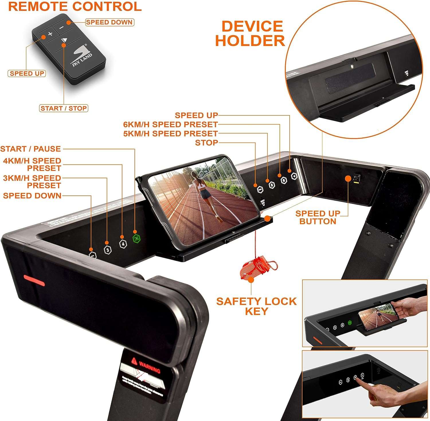 SKY LAND Fitness Treadmill – 3-in-1 Under Desk Walking Treadmill with ...