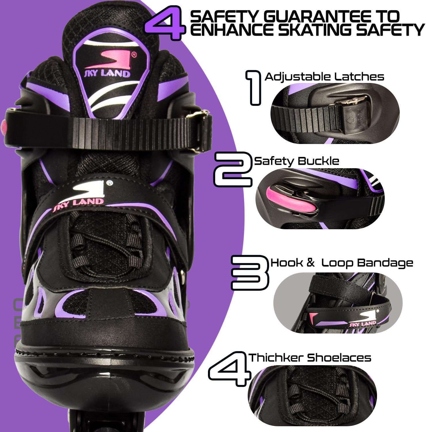 SKY LAND Professional Inline Skates with 8 Illuminated Wheels ...