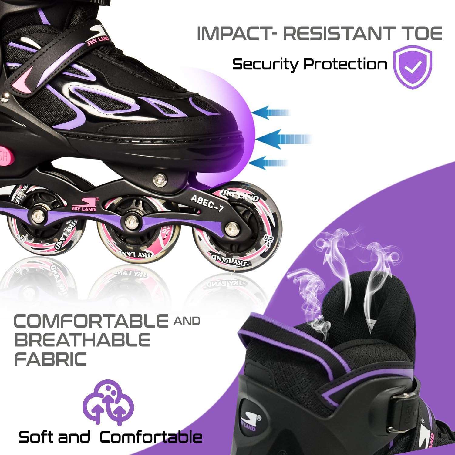 SKY LAND Professional Inline Skates with 8 Illuminated Wheels ...