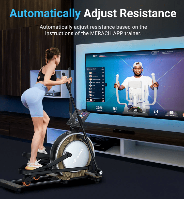 Smart Elliptical with auto resistance & retractable Elliptical Bike