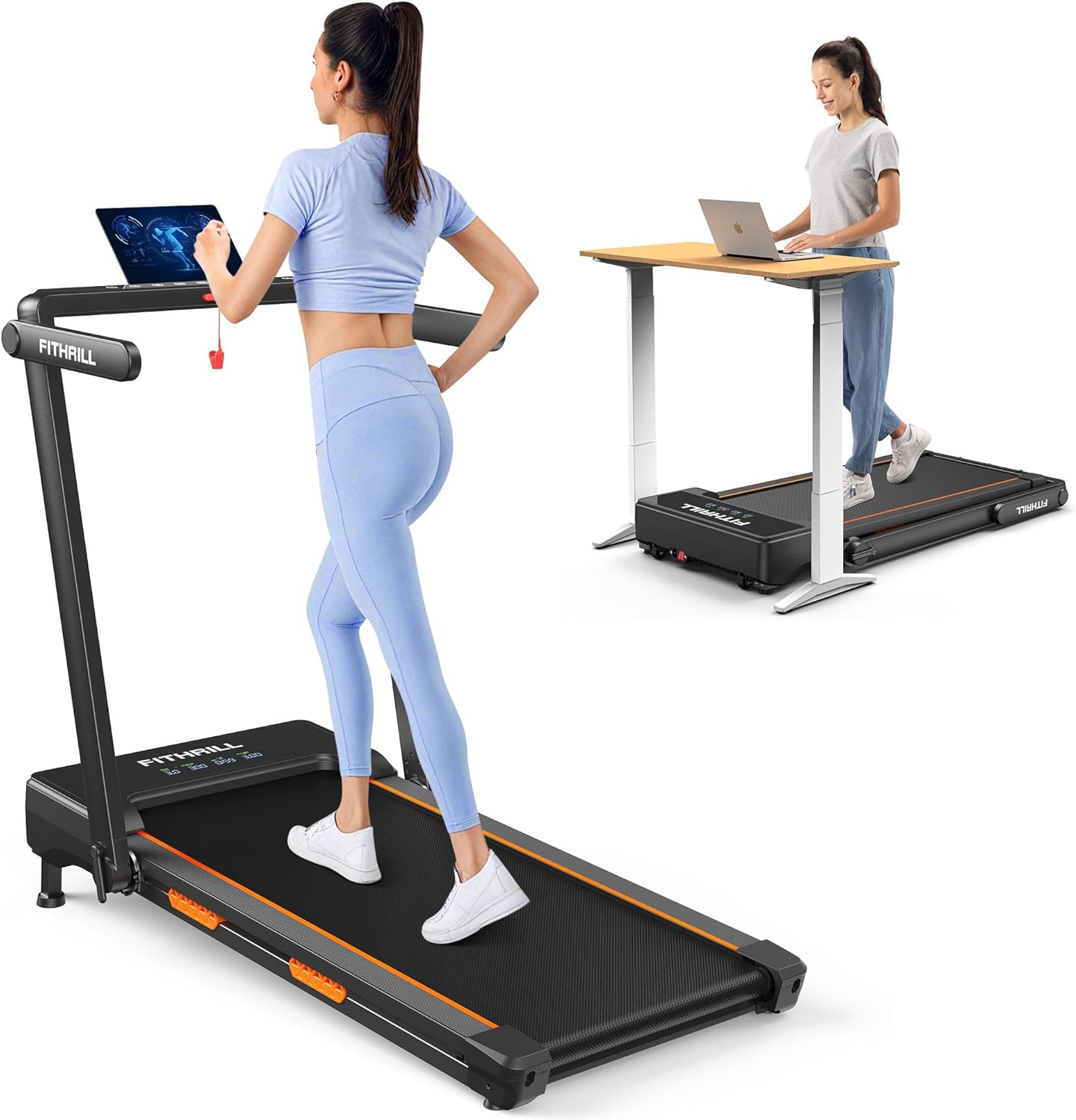 Fithrill Walking Pad Treadmill with Auto Incline, 350LBS Weight ...